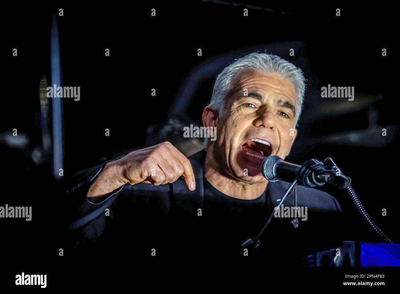 Netanya, Israel. 15th Apr, 2023. Israeli opposition leader and former ...