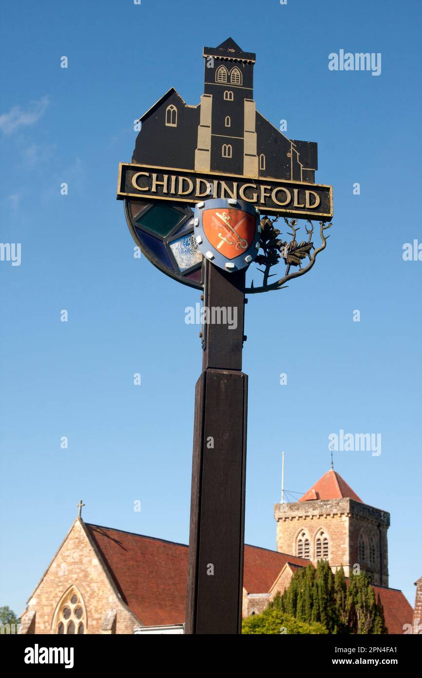 Chiddingfold village sign, Godalming, Surrey, England Stock Photo - Alamy