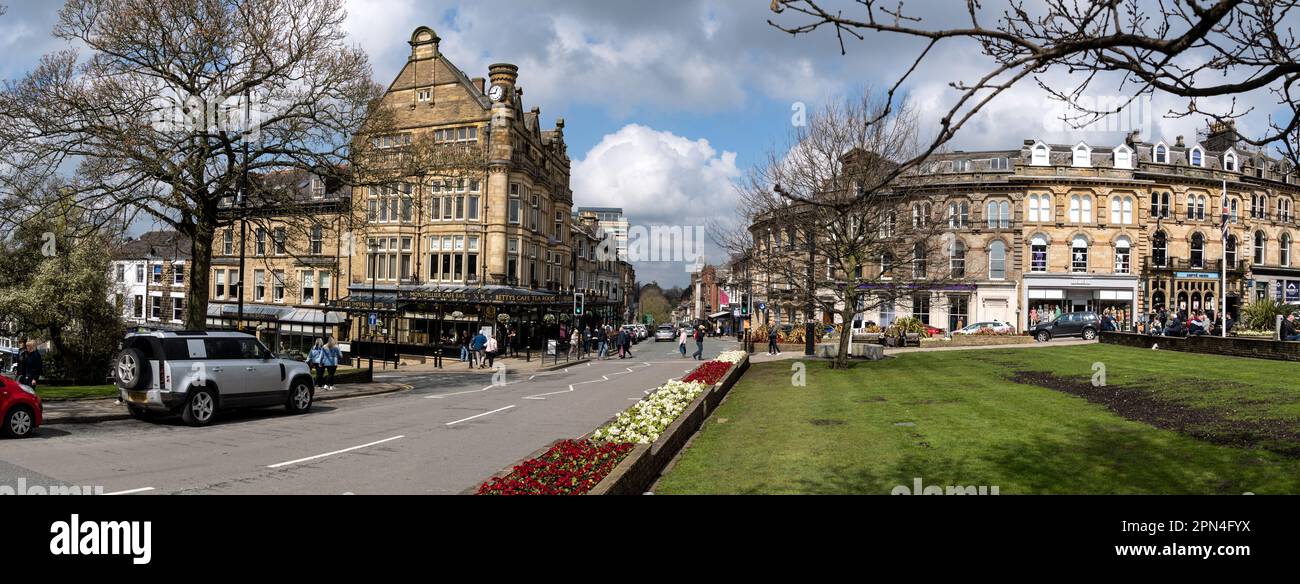PROSPECT SQUARE, HARROGATE, UK - APRIL 15, 2023. A panoramic exterior ...