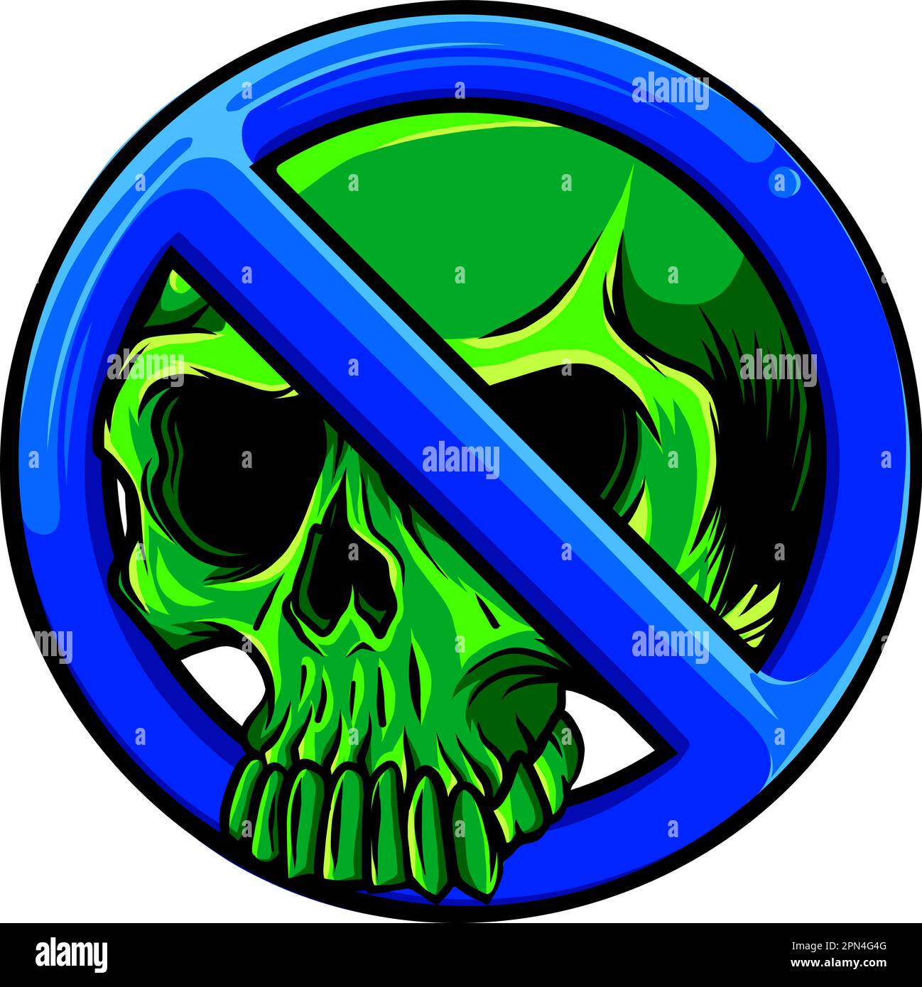 No Skull Symbol Isolated on White Background. Eskeleton Head Vector ...