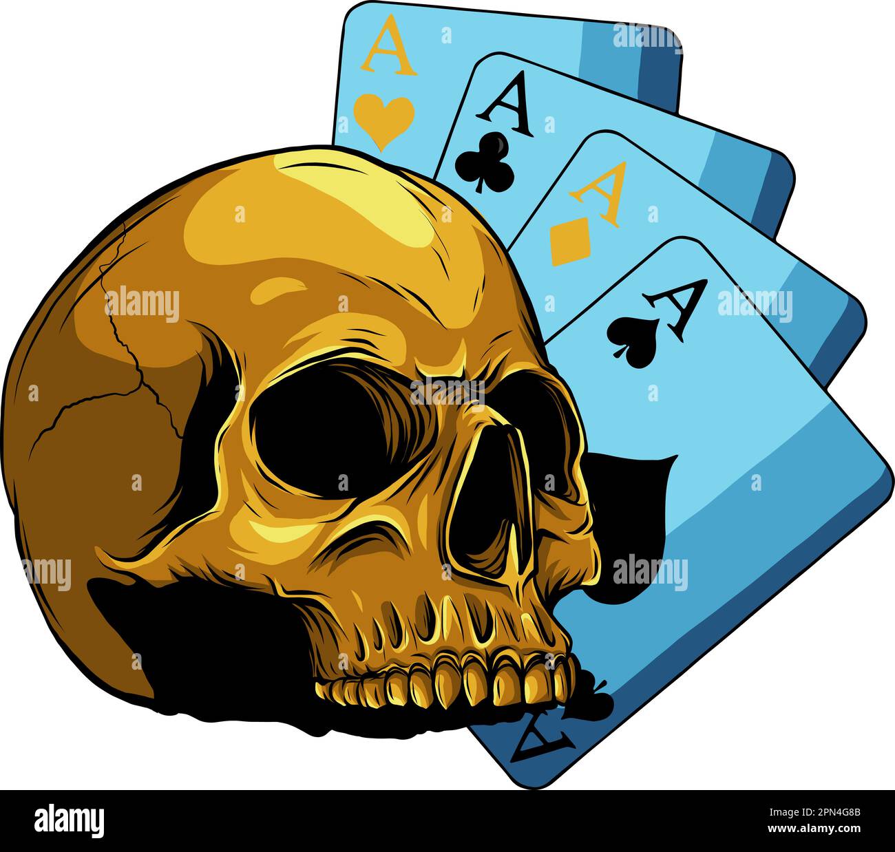 vector illustration of Aces and Skull on white background. digital draw ...