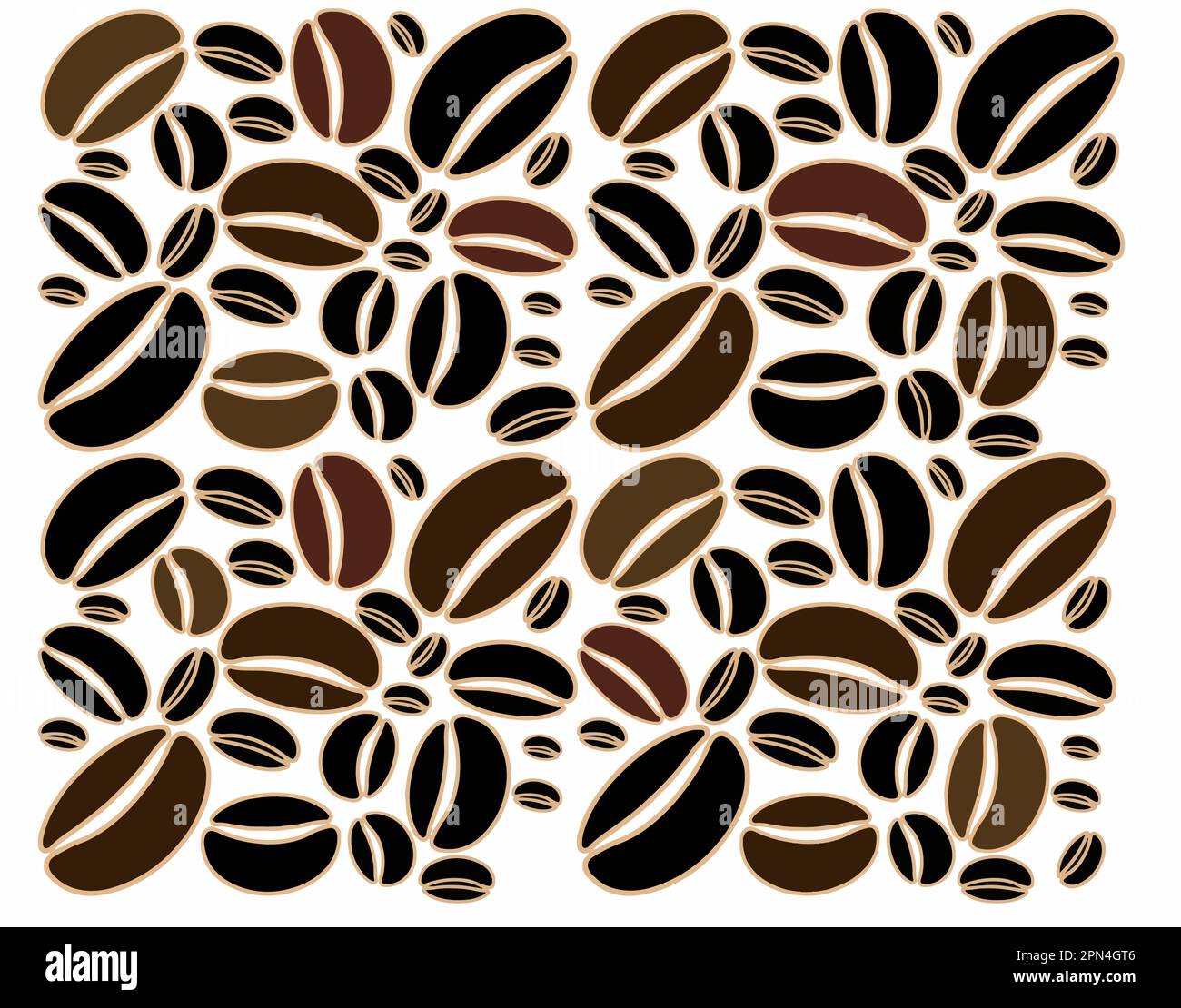 Coffee beans are seen arranged into a background image that is a vector ...