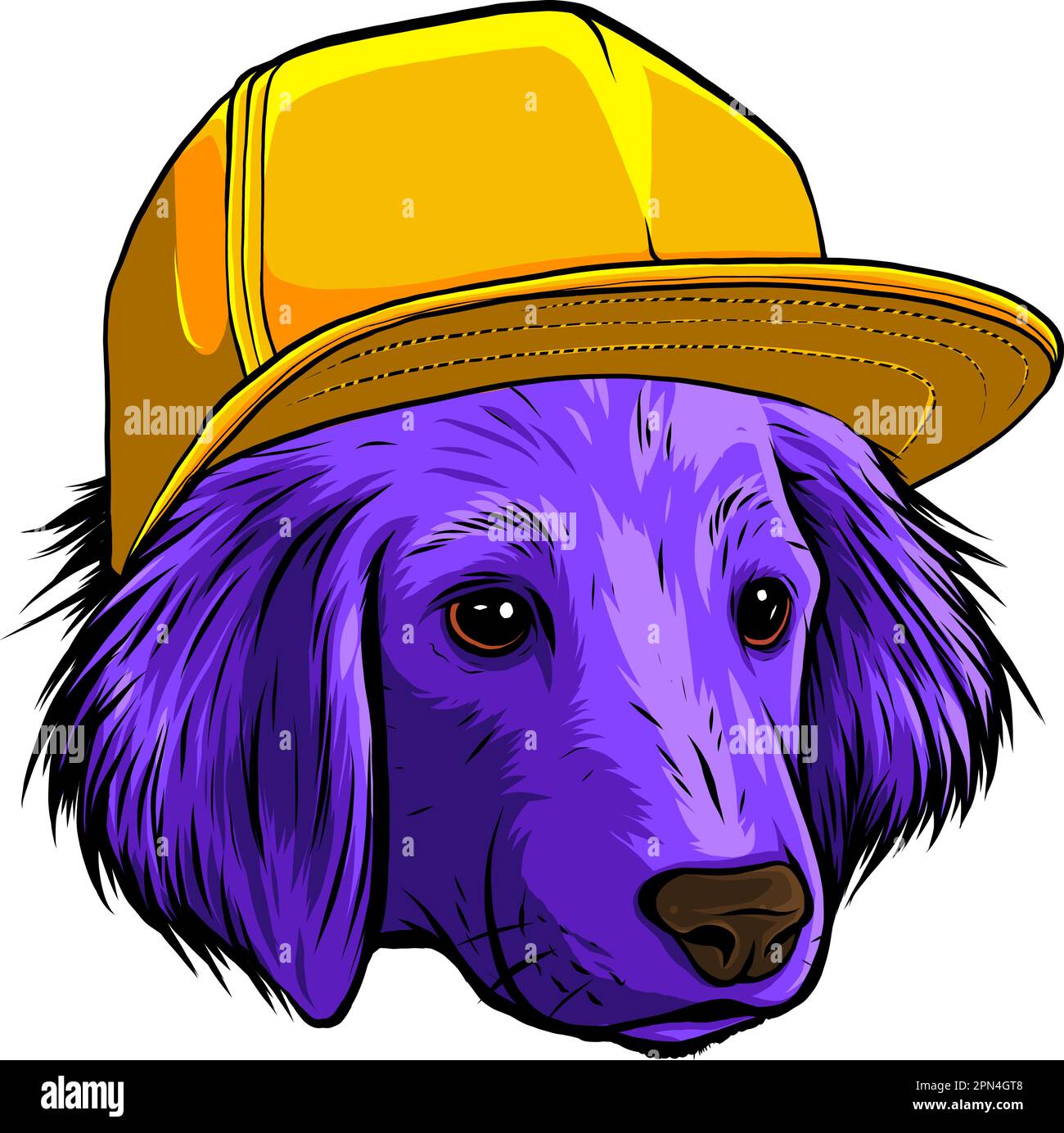 vector illustration of Cute cartoon Dog in a cap on a on white ...