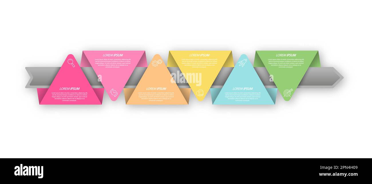 Infographics. 6 stages of development, marketing, workflow or plan ...