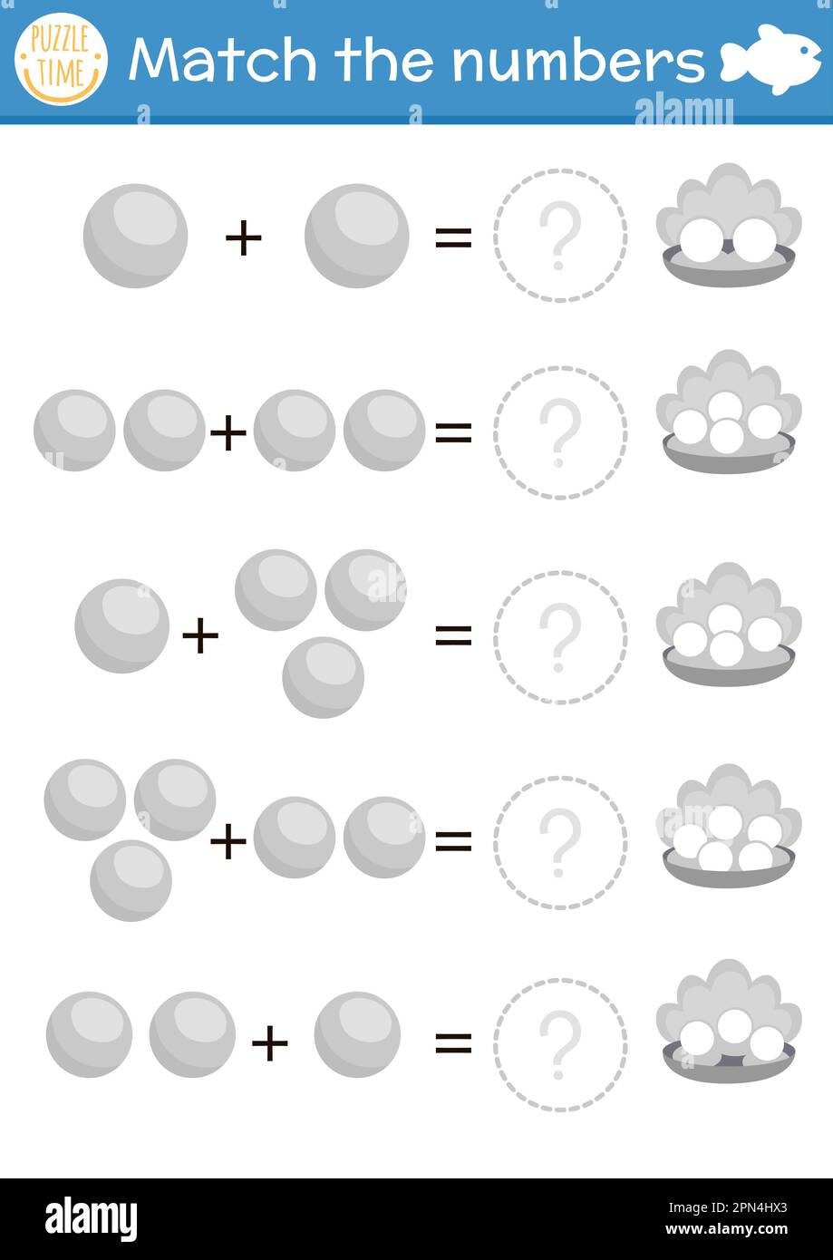 How many pearls game. Under the sea math addition activity for ...