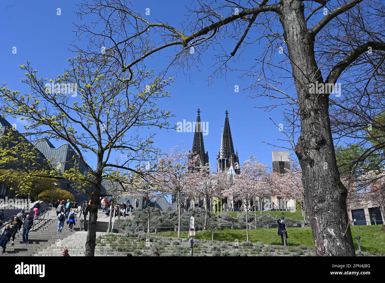 Cologne, Germany. 09th Apr, 2023. Cologne Cathedral, cathedral spires ...