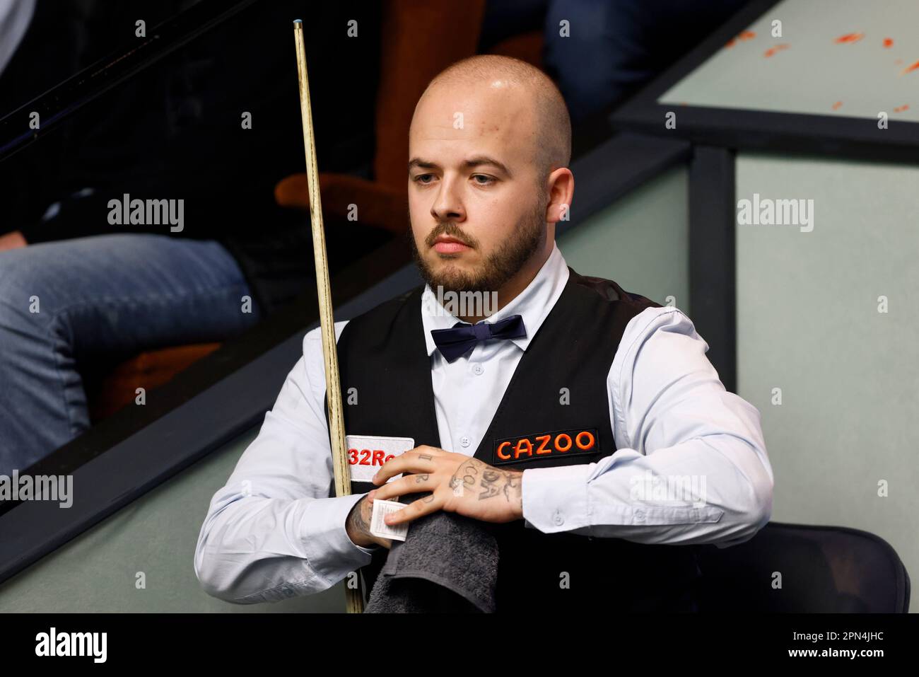 Luca Brecel during day two of the Cazoo World Snooker Championship at ...