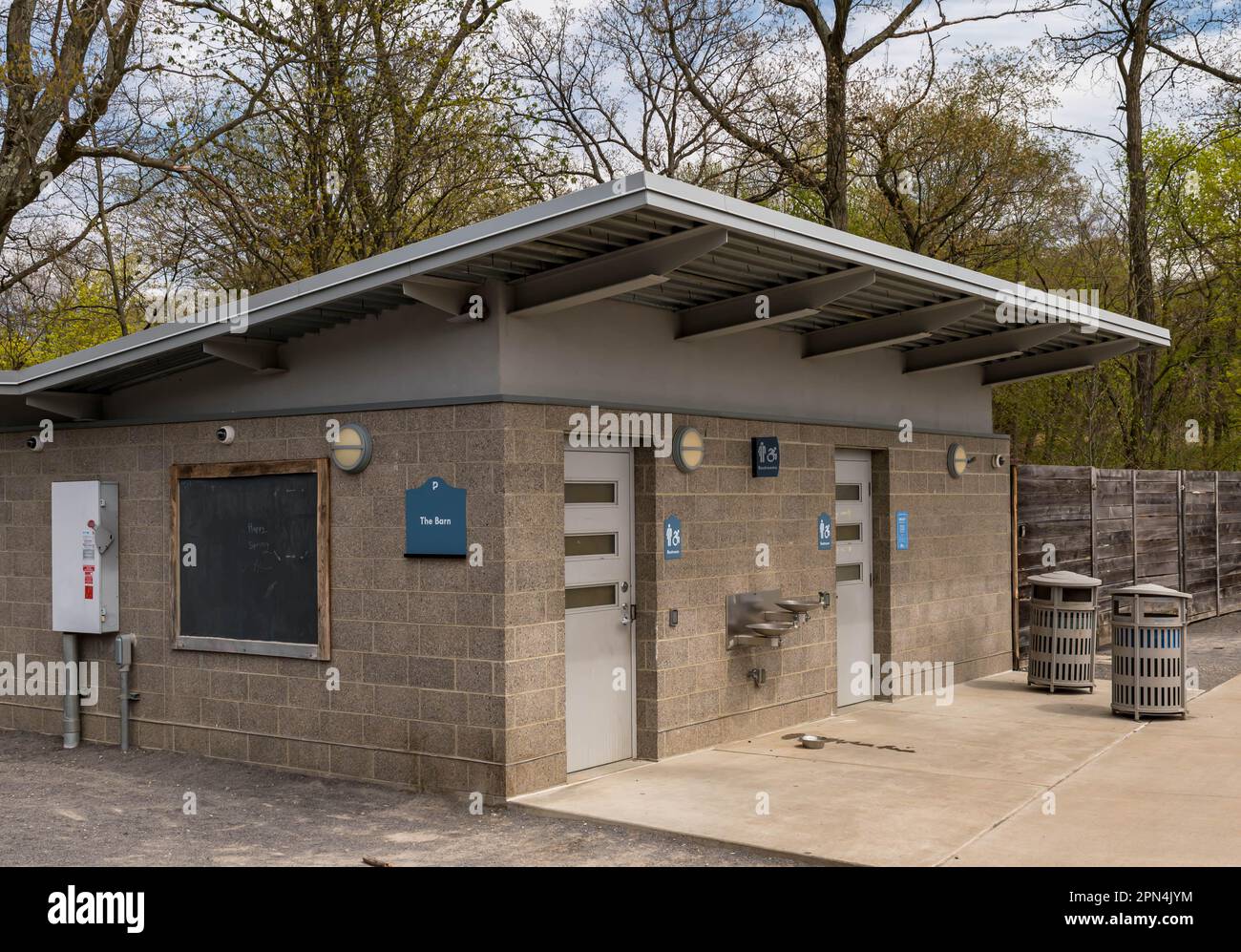 A public restroom in city owned Frick Park named the Barn with water ...