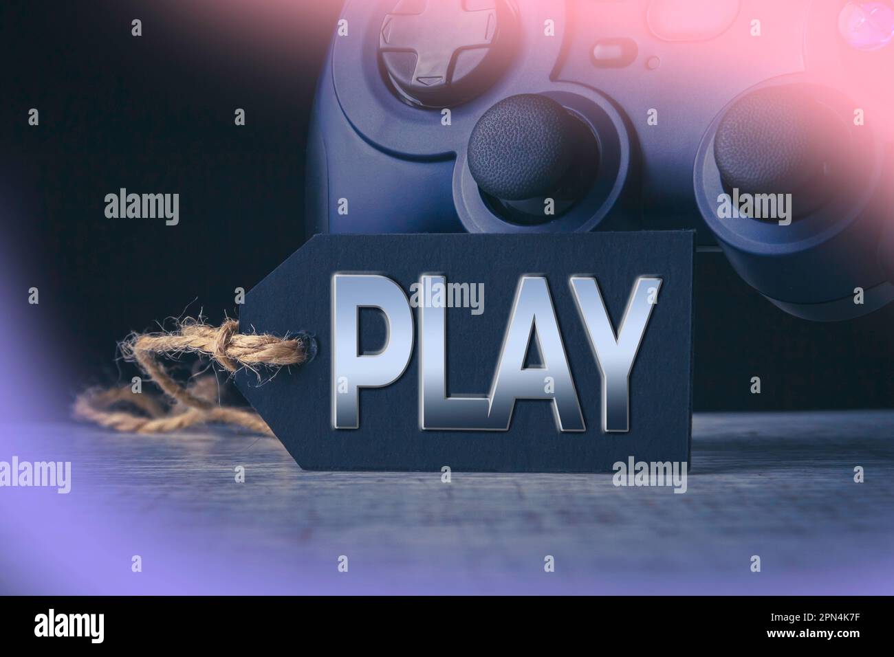 Start of sales of game consoles and accessories. Price tag and gamepad ...