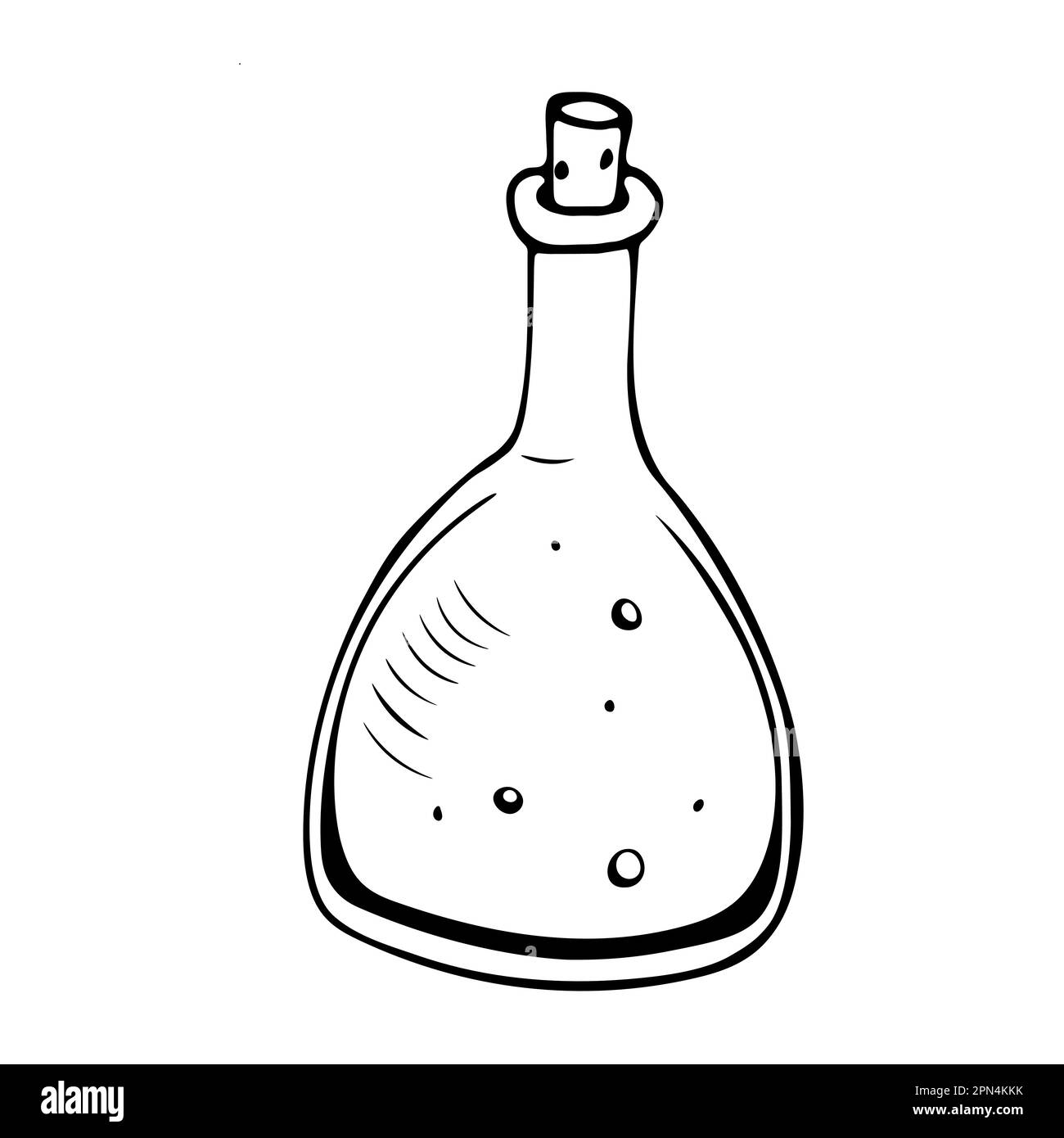 Vector illustration of Hand drawn big glass bottle with potion Stock ...