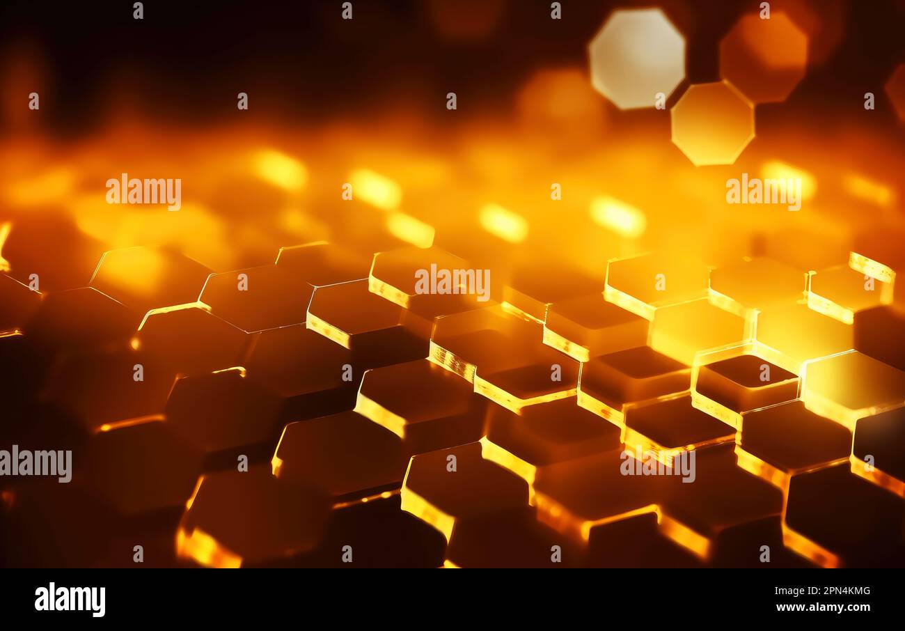Beautiful golden hexagonal honeycomb background. Digital art Stock Photo - Alamy