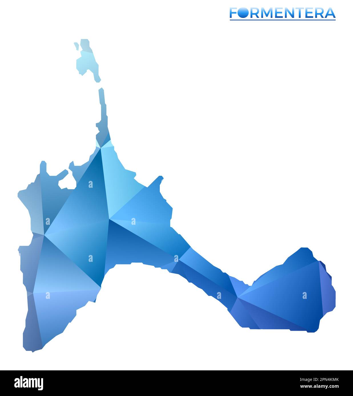 Vector polygonal Formentera map. Vibrant geometric island in low poly ...