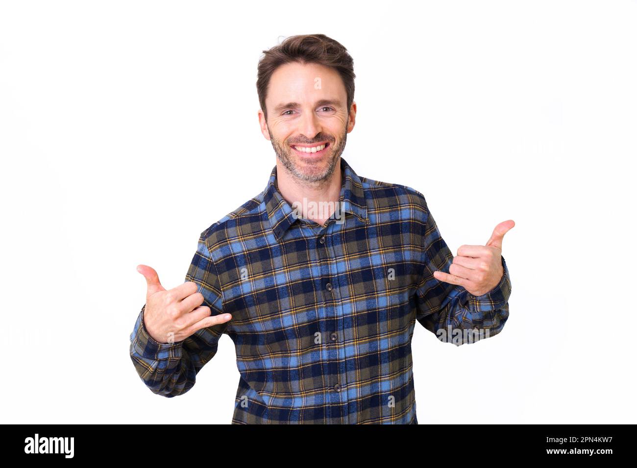 Adult hipster male model posing happy showing his smile Stock Photo - Alamy