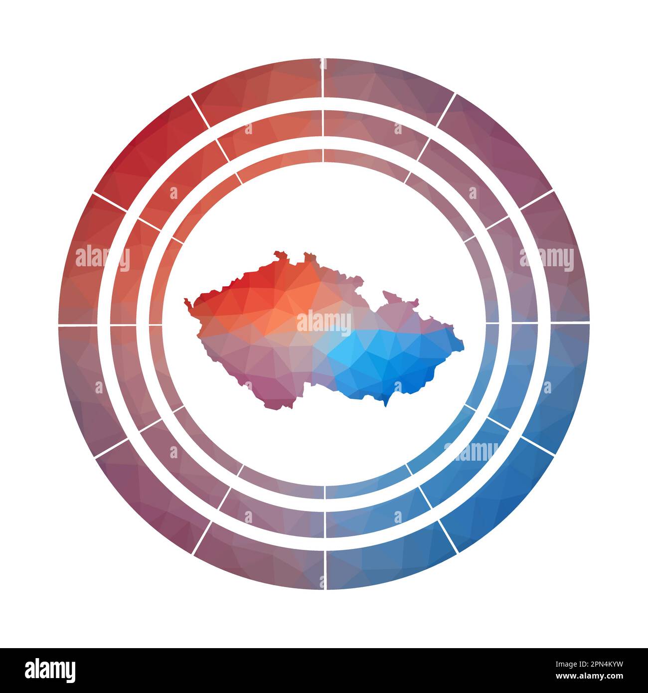 Czech Republic badge. Bright gradient logo of country in low poly style ...