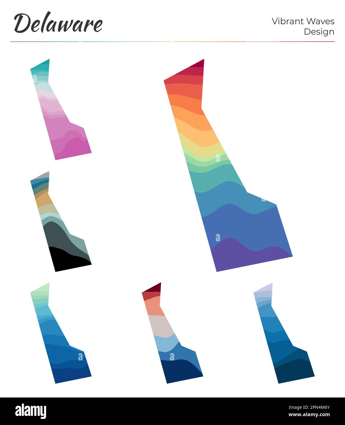 Set of vector maps of Delaware. Vibrant waves design. Bright map of US ...