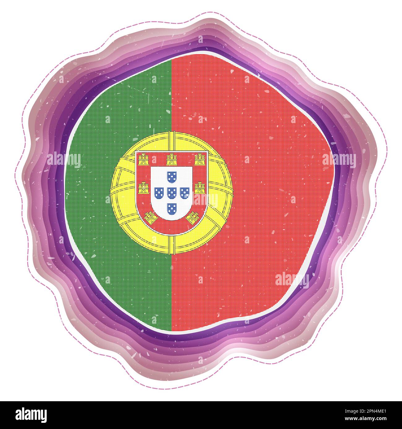 Portugal flag in frame. Badge of the country. Layered circular sign ...