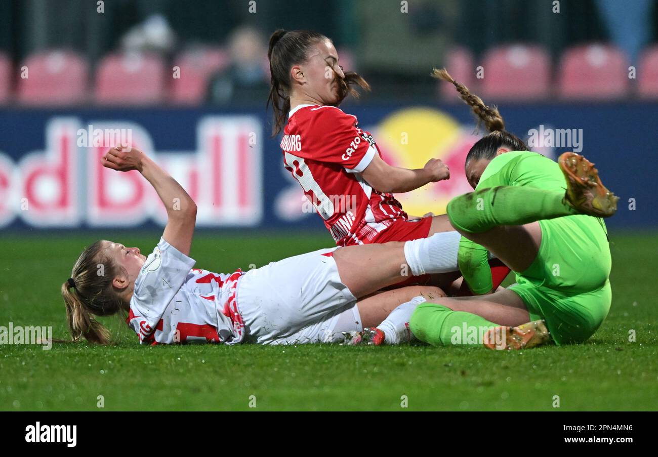 Leipzig, Germany. 16th Apr, 2023. Soccer, Women: DFB Cup, RB Leipzig ...