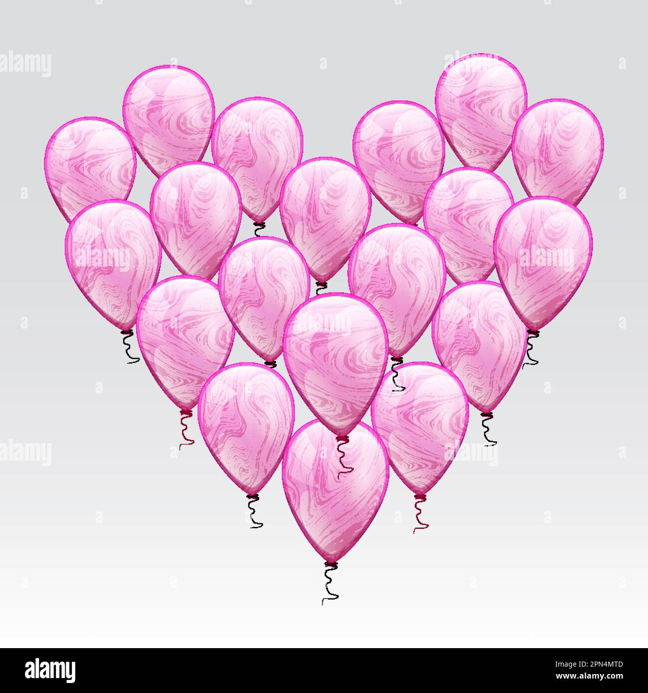 Vector illustration of Valentine's day with heart of balloons Stock ...