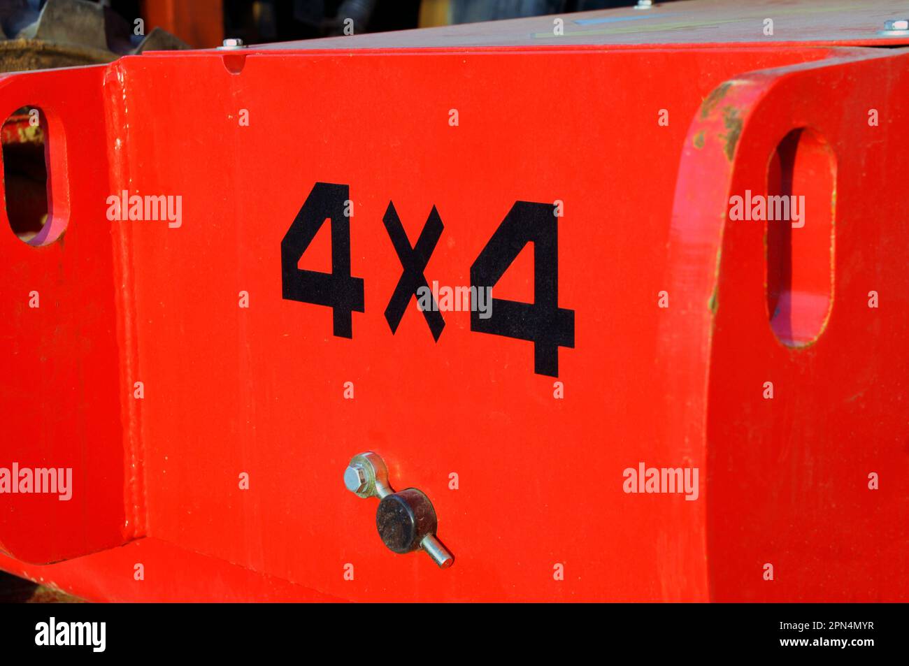 The inscription 4x4 on the body of construction equipment Stock Photo ...