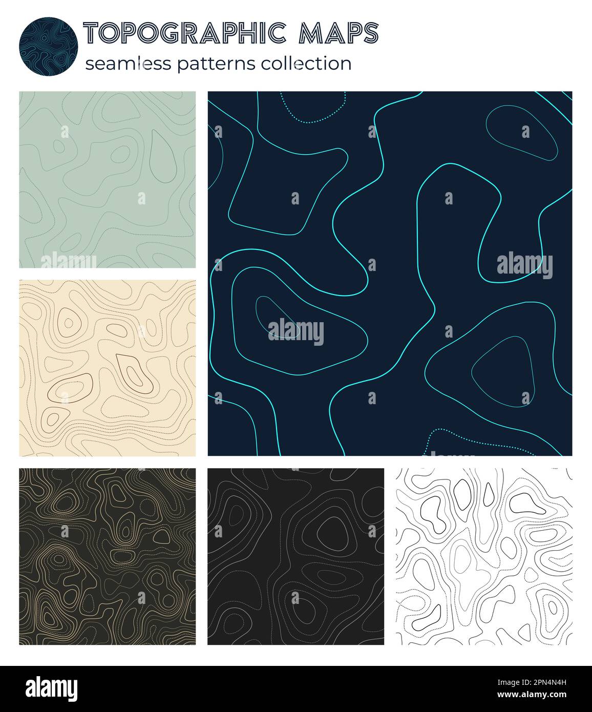 Topographic maps. Authentic isoline patterns, seamless design. Stylish ...