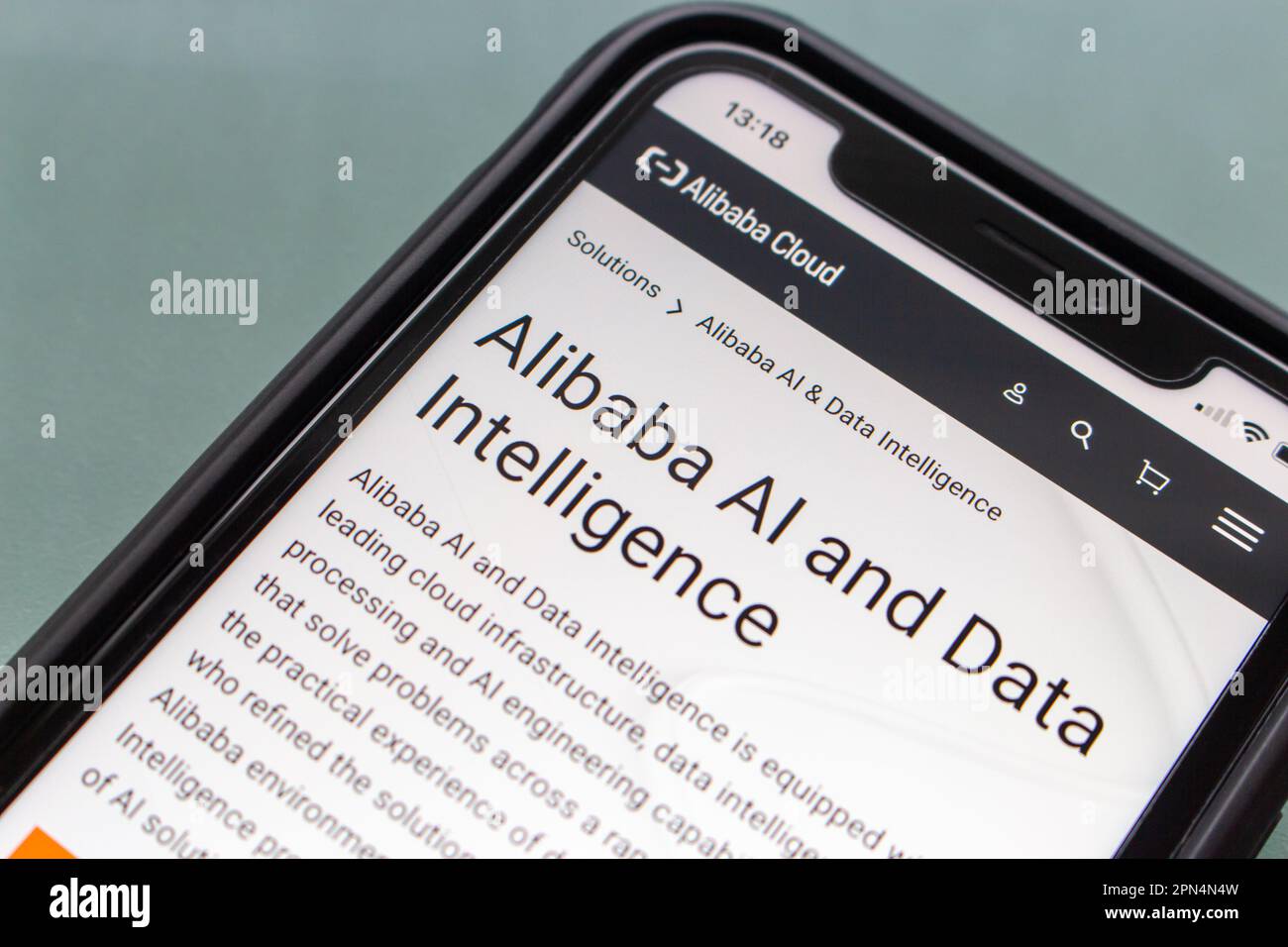 Website of Alibaba Cloud seen in iPhone screen. Alibaba Cloud (also ...
