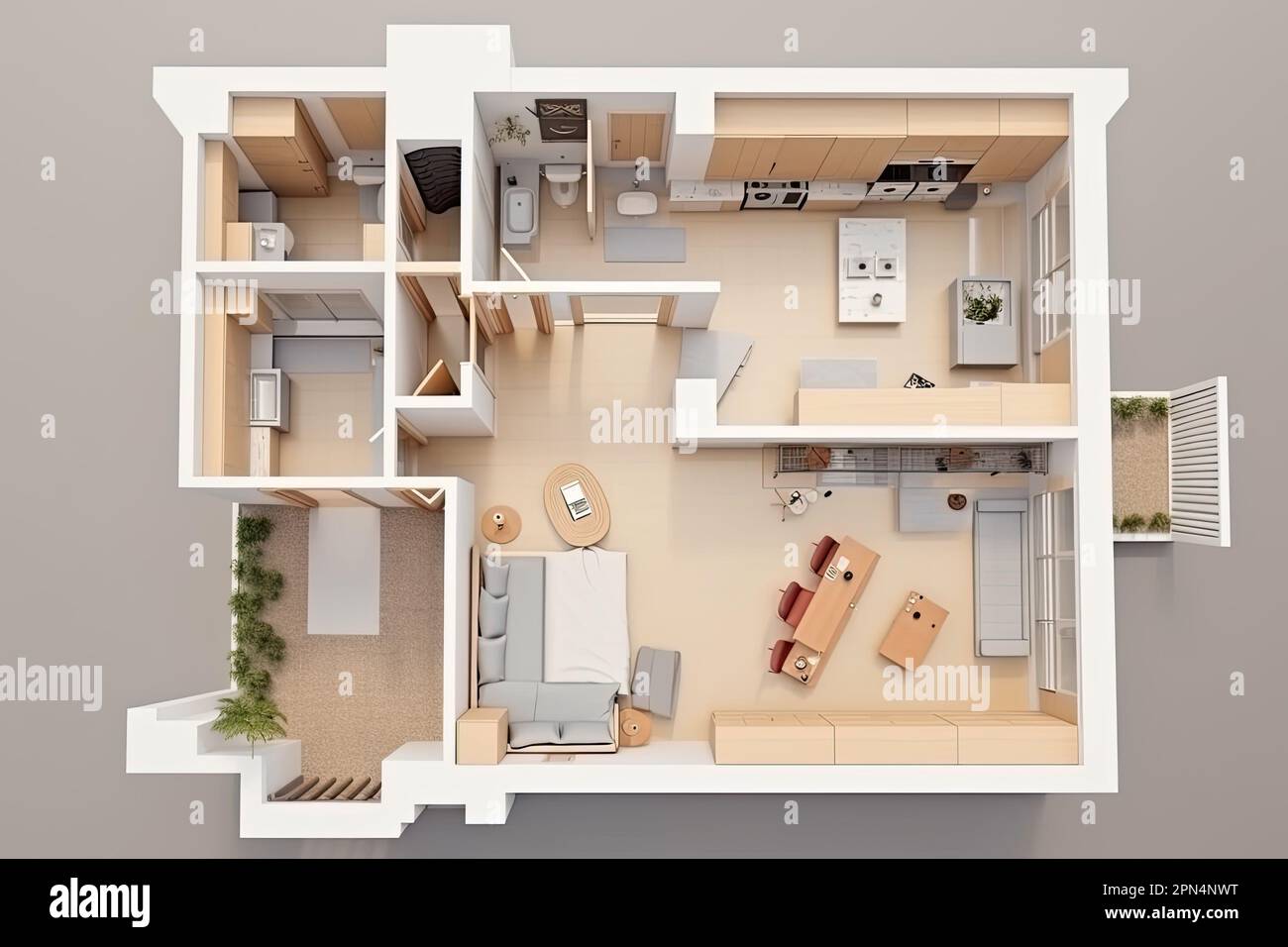 Property plan schematic representation in two colors from above Stock ...