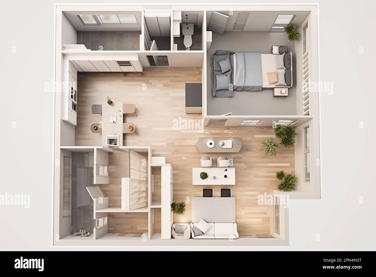 Property plan schematic representation in two colors from above Stock ...