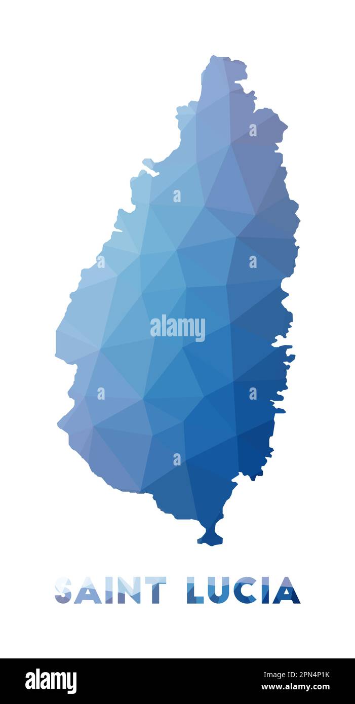Low poly map of Saint Lucia. Geometric illustration of the island ...