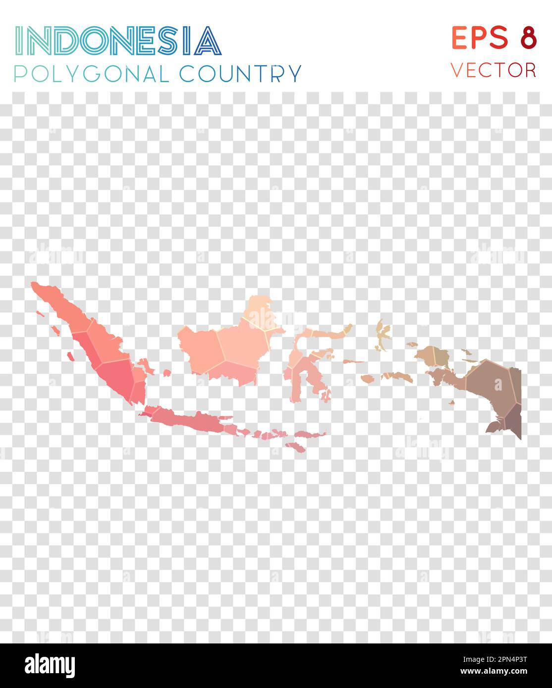 Indonesia polygonal map, mosaic style country. Lovely low poly style ...