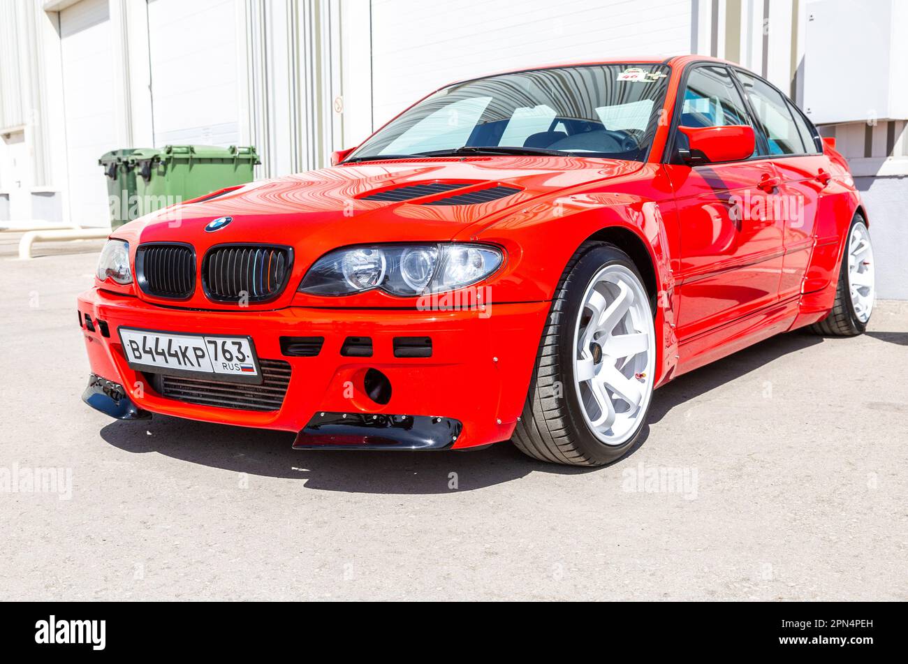 Samara, Russia - May 8, 2022: Red BMW E46 vehicle (2002) with low ...