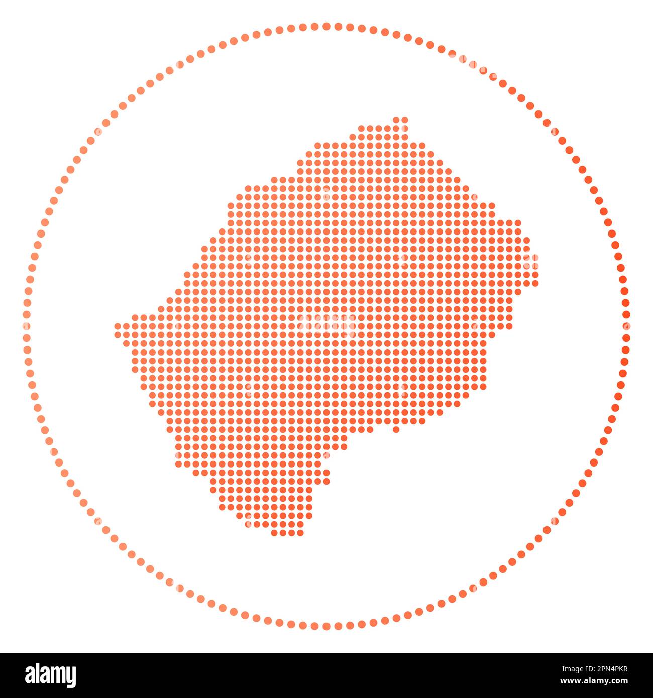 Lesotho Digital Badge Dotted Style Map Of Lesotho In Circle Tech Icon
