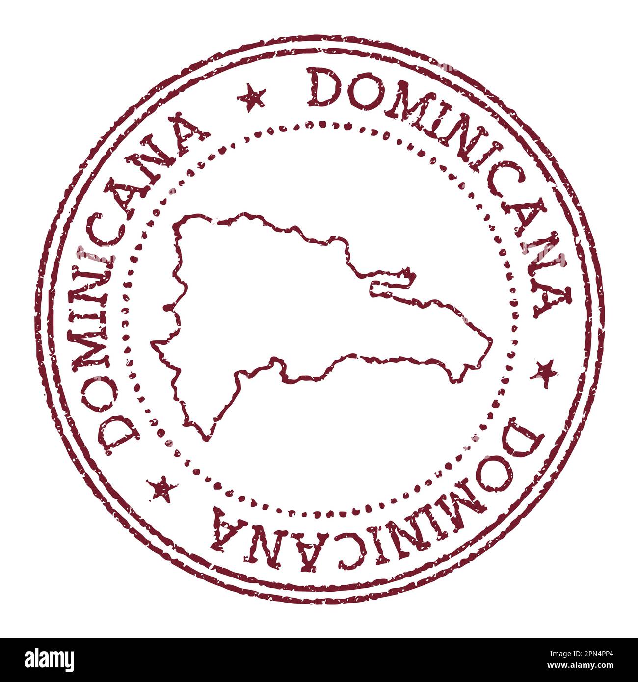Dominicana round rubber stamp with country map. Vintage red passport ...