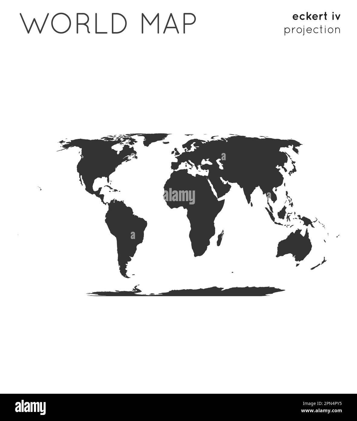 World map. Globe in Eckert IV projection, plain style. Modern vector ...