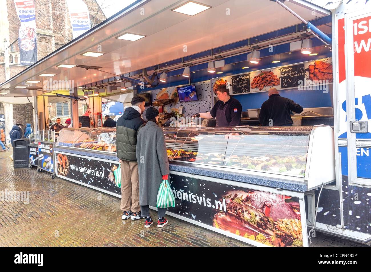 Fish and seafood counter, Markt, Delft, South Holland Province, Kingdom ...