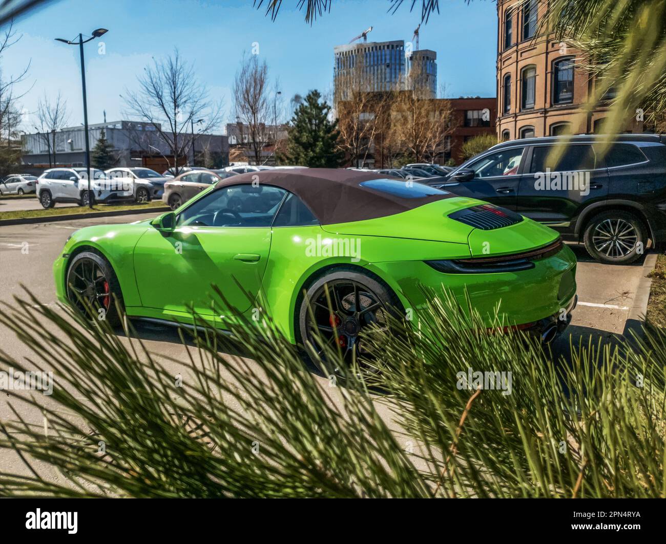 Luxury sportive convertble cabrio car in Moscow: springtime coming ...