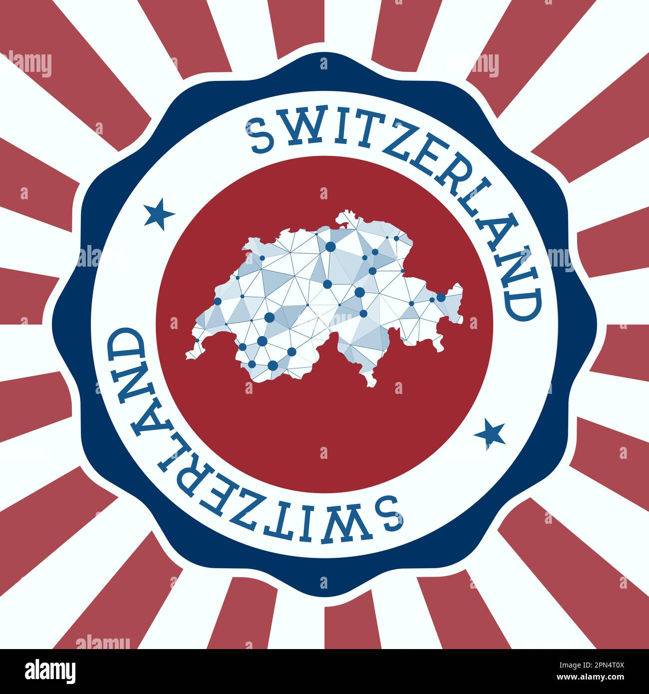 Switzerland Badge. Round logo of country with triangular mesh map and ...