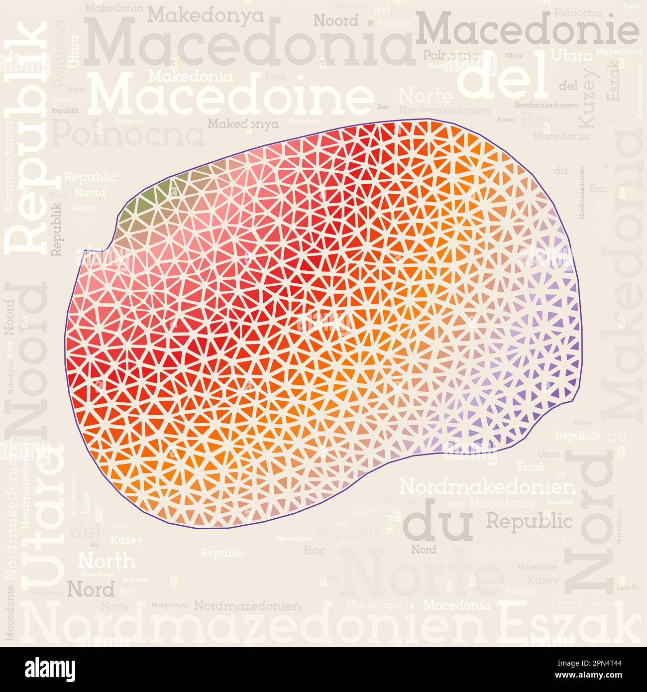 Macedonia map design. Country names in different languages and map ...