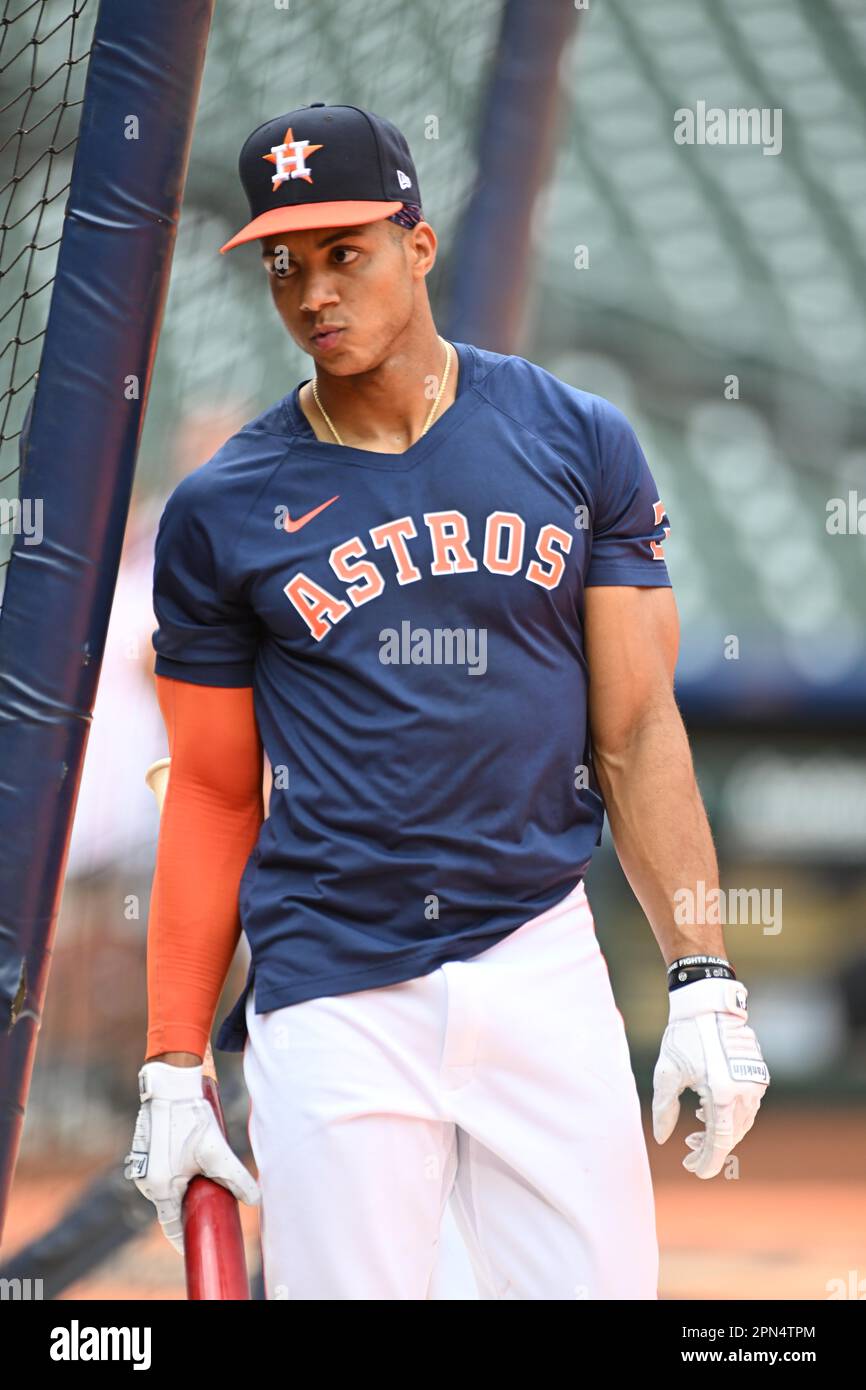 Houston Astros shortstop Jeremy Pena (3) during batting practice before ...