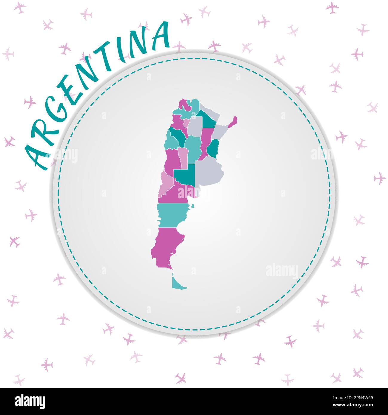 Argentina map design. Map of the country with regions in emerald ...