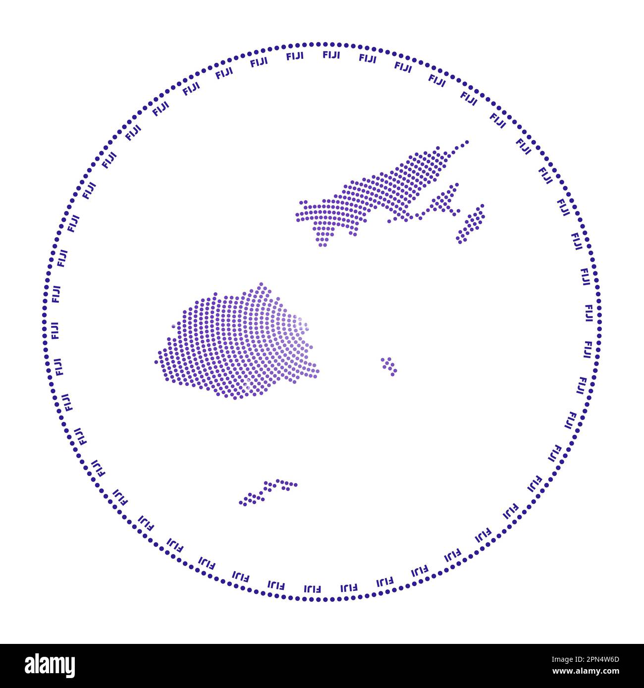 Fiji round logo. Digital style shape of Fiji in dotted circle with ...