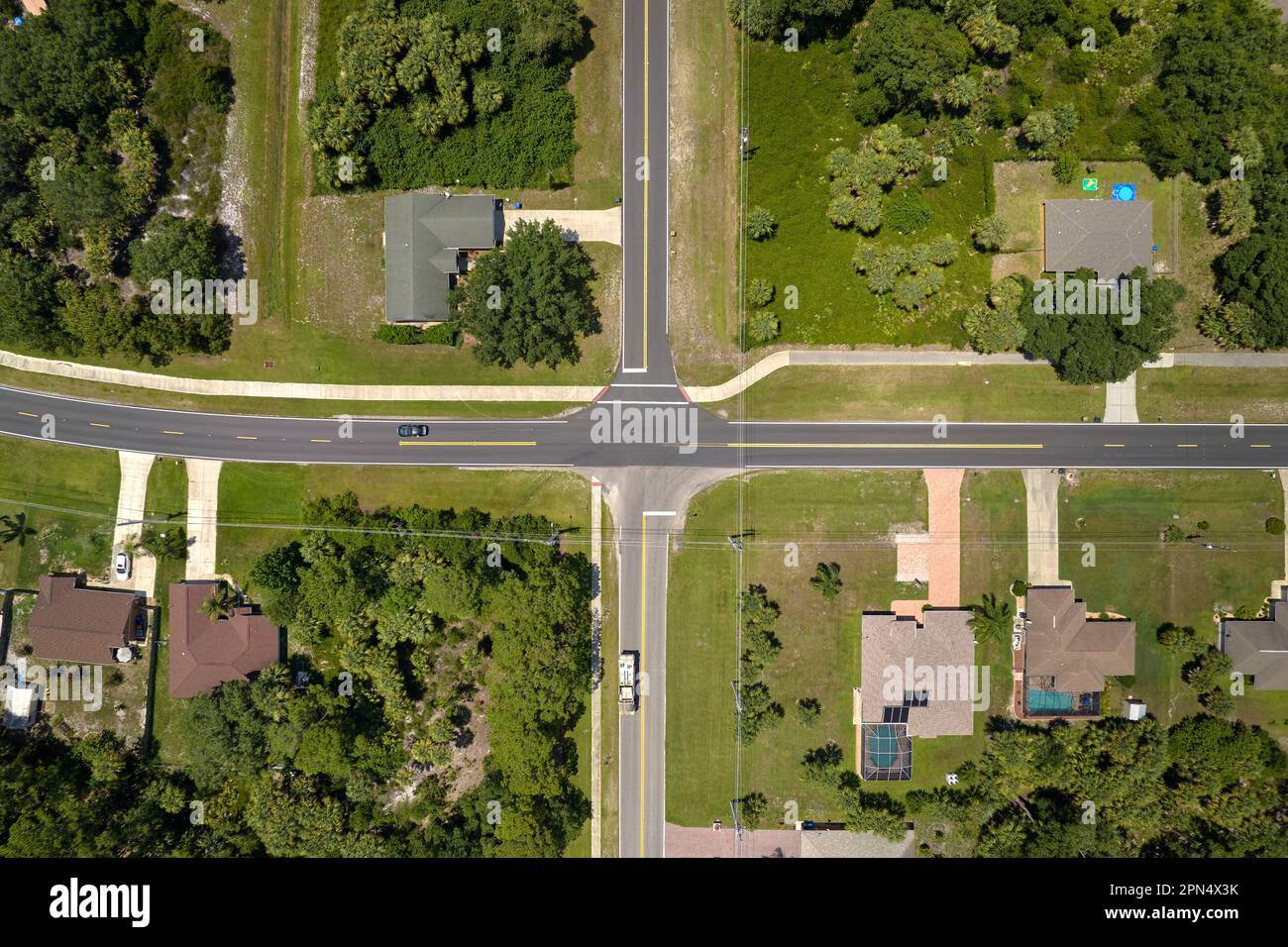 Aerial view of american small town in Florida with private homes ...
