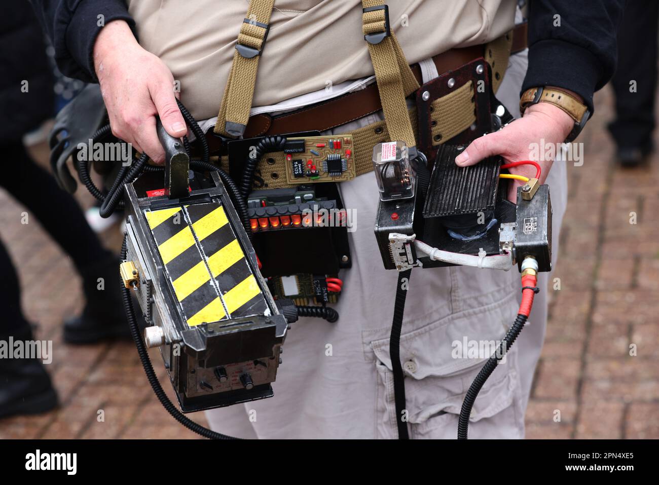 Ghostbusters fans pictured with their costumes at a Ghostbusters event ...