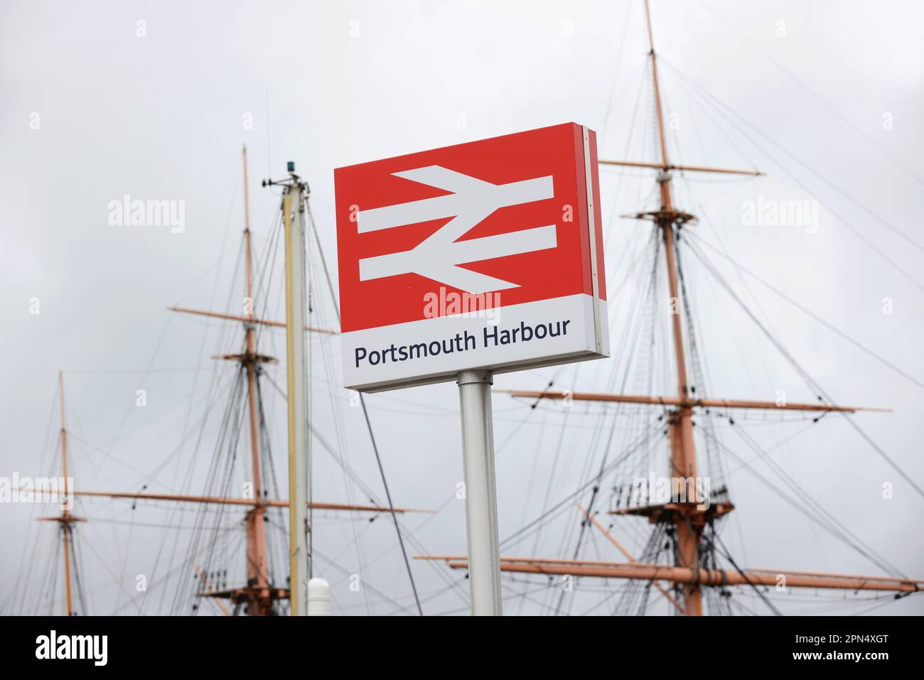 Portsmouth Harbour Train Station Sign, Portsmouth, Hampshire, UK Stock ...