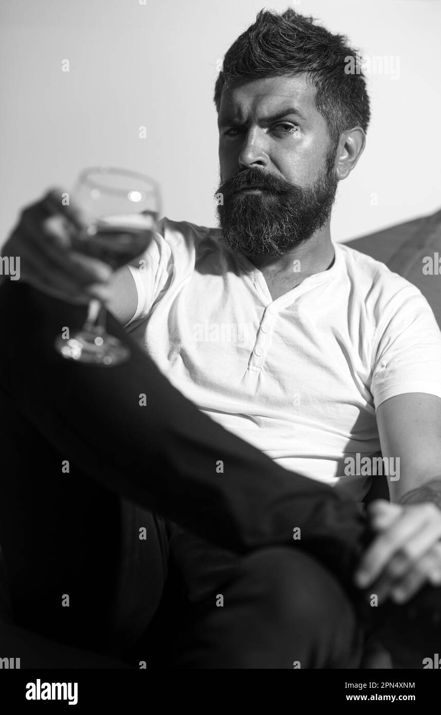 Young bearded man home Black and White Stock Photos & Images - Alamy