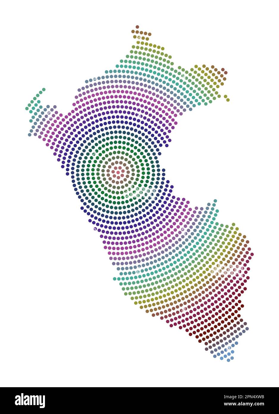 Peru dotted map. Digital style shape of Peru. Tech icon of the country ...