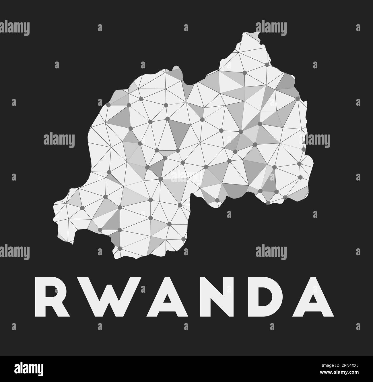 Rwanda - communication network map of country. Rwanda trendy geometric ...