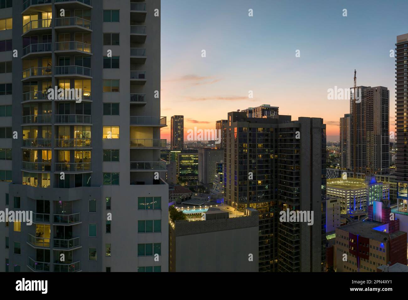 Aerial view of downtown office district of Miami Brickell in Florida ...