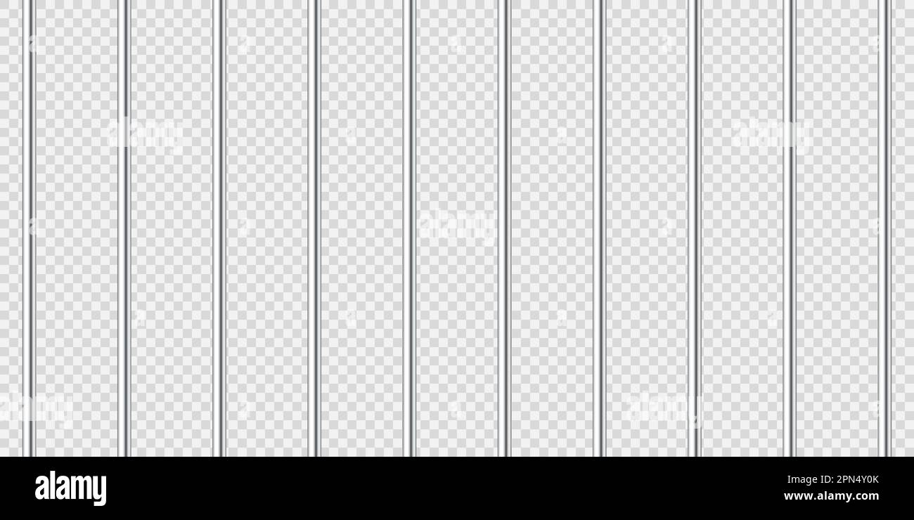 Realistic shiny metal prison bars. Detailed jail cage, prison iron ...