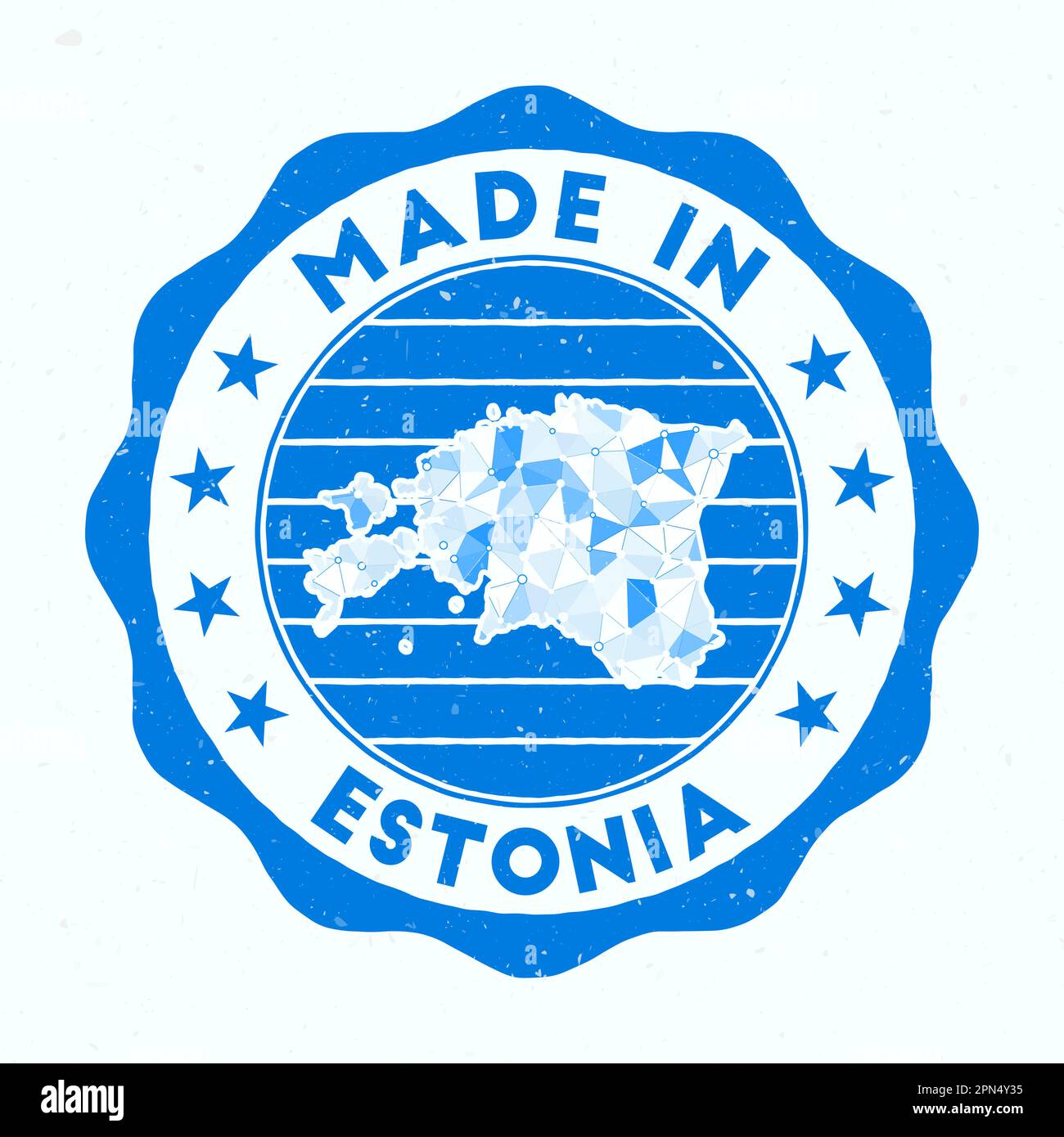 Made in Estonia. Country round stamp. Seal of Estonia with border shape ...