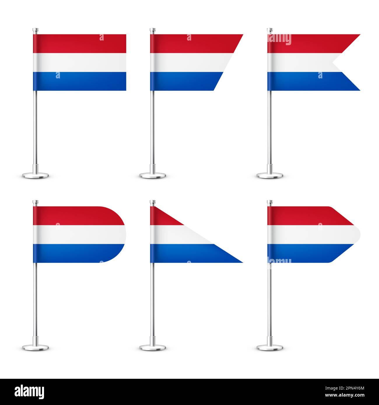 Realistic various Dutch table flags on a chrome steel pole. Souvenir ...